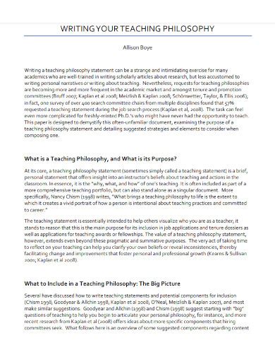 Teaching Philosophy Examples Pdf Examples