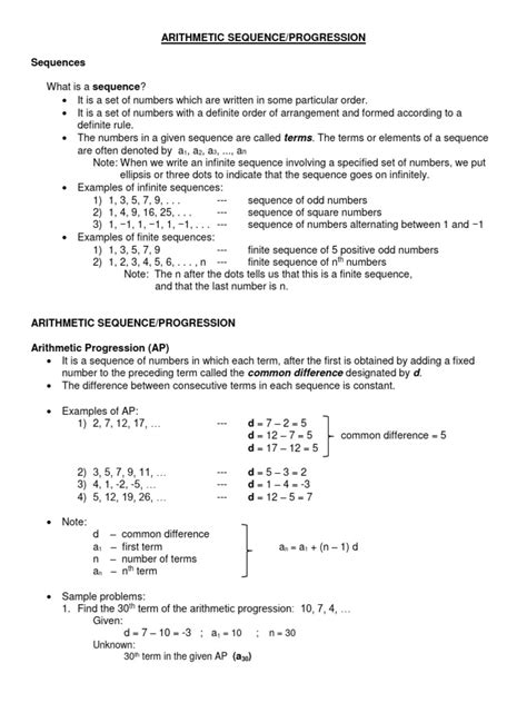 Arithmetic Progression Pdf
