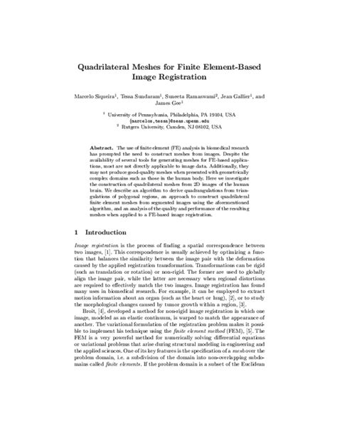 Pdf Quadrilateral Meshes For Finite Element Based Image Registration