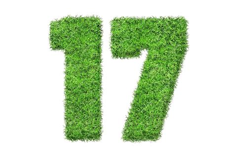 Premium Photo A Green Number 17 On A White Background