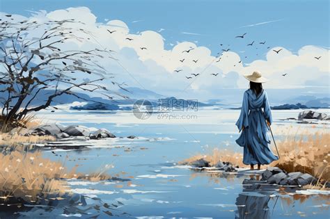 白露风景水墨画插画图片下载 正版图片600442600 摄图网