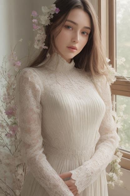 Portrait Of A Beautiful Cute Girl Premium Ai Generated Image
