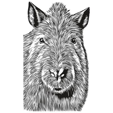 흑백 선형 페인트 그리기 Capybara 벡터 그림 Capybaras 프리미엄 벡터
