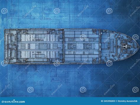 Container Ship Blueprint At Terminal Port With Cargo Ship Stock Image Image Of Deck Express