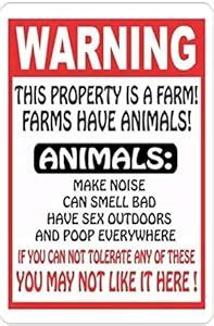 Amazon de Vintage Warn Property Bauernhof Tier Lärm Geruch Sex Outdoor Haus Hof Straße Garten