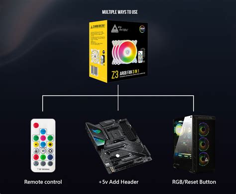 Montech Z3 ARGB Case Fan 3 In 1 With Remote Controller 120mm RGB Addressable Dual Lighting