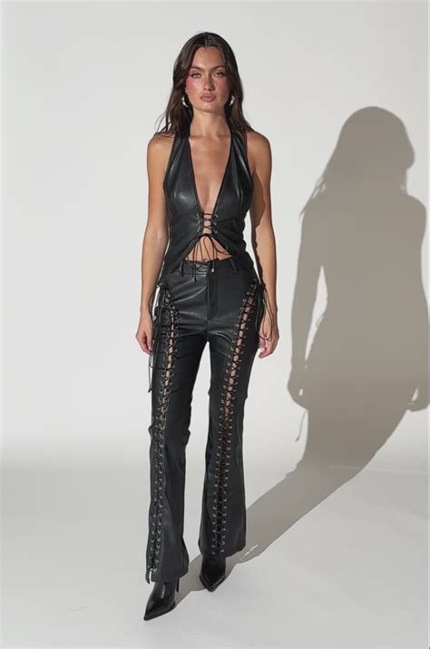 H Town Hottie Faux Leather Lace Up Pant Akira