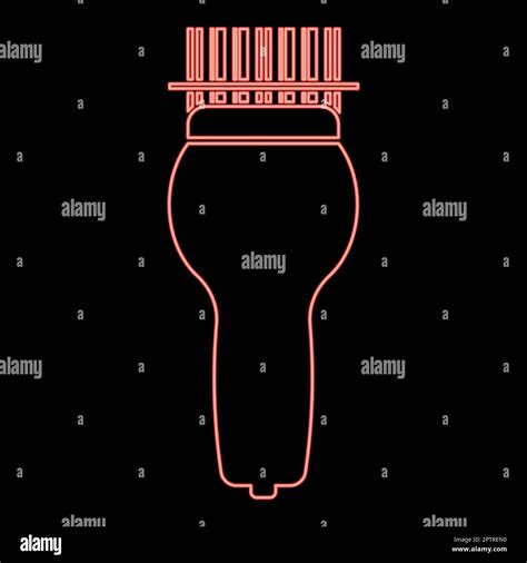 Neon Scanning Barcode With Hand Scanner Red Color Vector Illustration Image Flat Style Stock