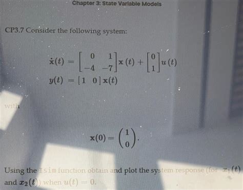 Solved Chapter 3 State Variable Models CP3 7 Consider The Chegg Com