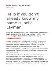 Sexual Assault Speech Docx Public Speech Sexual Assault April 12 2019 Hello If You Don T