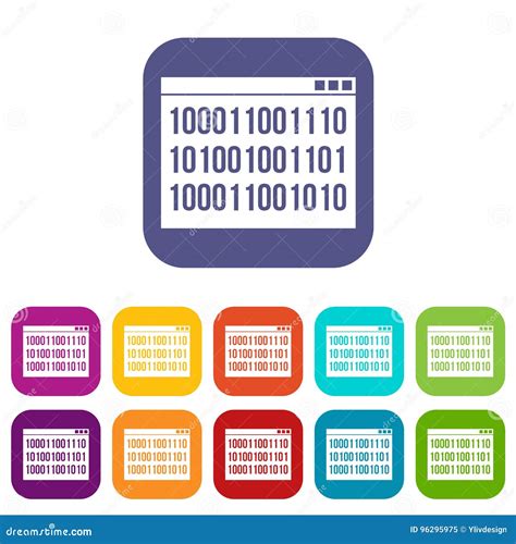 Binary Code Icons Set Stock Vector Illustration Of Collection 96295975