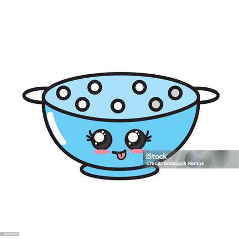 Kawaii Cute Funny Colander Utensil Stock Illustration Download Image Now Kawaii