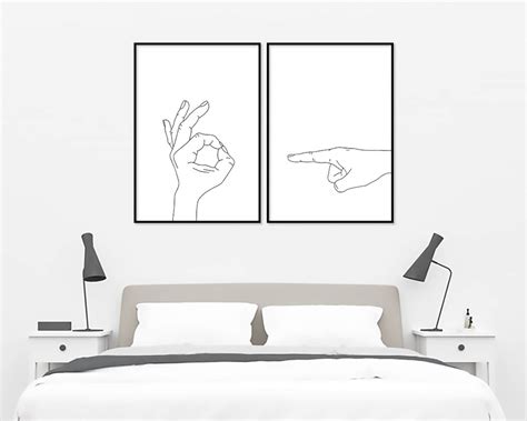 Funny Sex Hand Gestures Sexy Wall Art Above Bed Art Set Of 2 Etsy