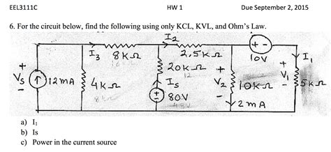 Solved 6 For The Circuit Below Find The Following Using