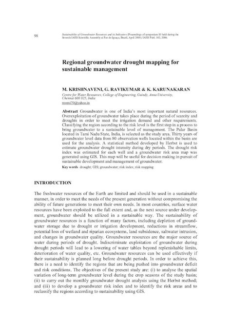 Pdf Regional Groundwater Drought Mapping For Sustainable