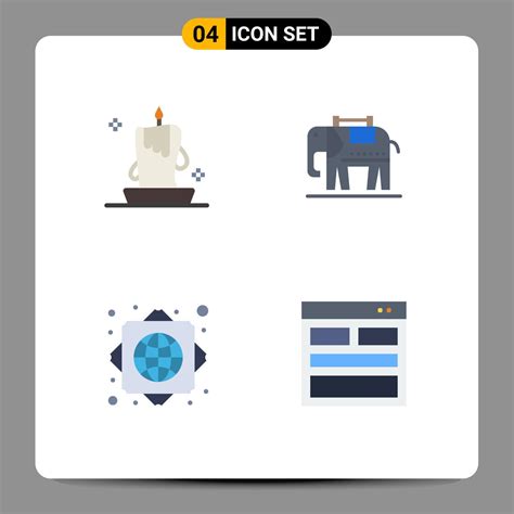 4 User Interface Flat Icon Pack Of Modern Signs And Symbols Of Burning Light Global Network