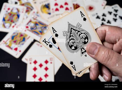 Blackjack Game Winning Hand Background With Cards Lying On The Table