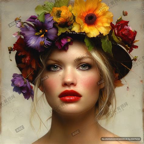 Ai创作图欧美大花 手绘鲜花美女 欧美花 戴头饰女子头像 鲜花与美女手绘 美女头花型 花卉与美容 手绘花朵美女 彩妆人物欣赏 弄美丽绽放美女模特 美女与花朵 女人花美容美体 图片女花朵 美女