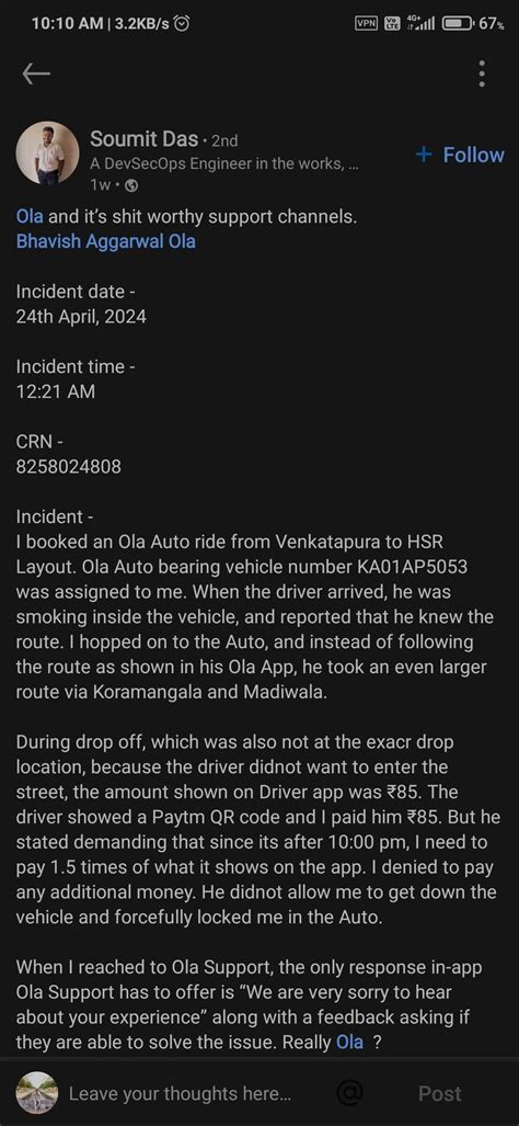Nithesh Kumar On Linkedin Ola Cab Bengaluru