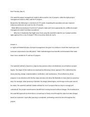 Waterfall Vs Agile Docx Due Thursday Day The Waterfall Project Management Model Is Often