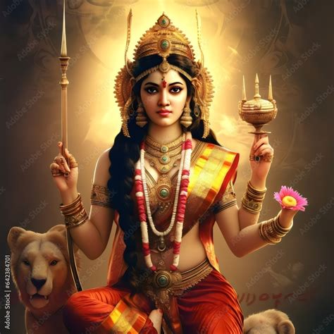 Hindu Goddess Durga Generated By Ai Stock Illustration Adobe Stock