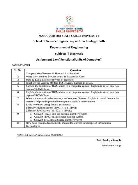 Assignment1functional Units Of Computer Pdf