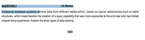 Solved Question 210 ﻿marksrelational Database Systems