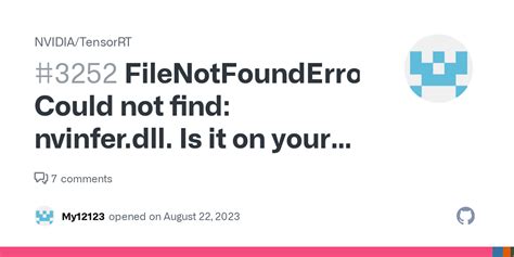 FileNotFoundError Could Not Find Nvinfer Dll Is It On Your PATH