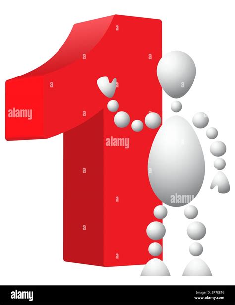 Man With Red Symbol Of 1 Abstract 3d Human Series From Balls Variant Of White Isolated On