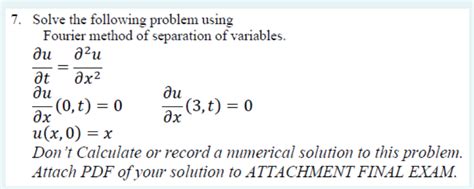 Solved Solve The Following Problem Using Fourier Method Chegg Com