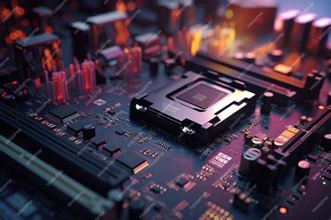 Premium Photo A Microchip On A Circuit Board Closeup Of A Microprocessor On A Computer