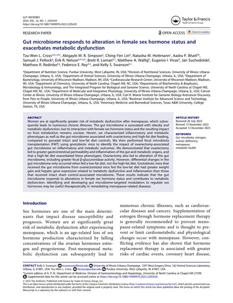 Pdf Gut Microbiome Responds To Alteration In Female Sex Hormone