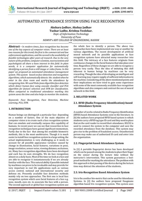 automated attendance system using face recognition pdf