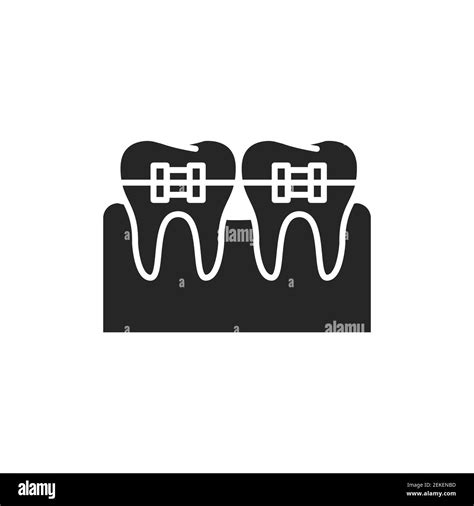 Teeth In Braces Color Line Icon Pictogram For Web Page Mobile App Promo Stock Vector Image