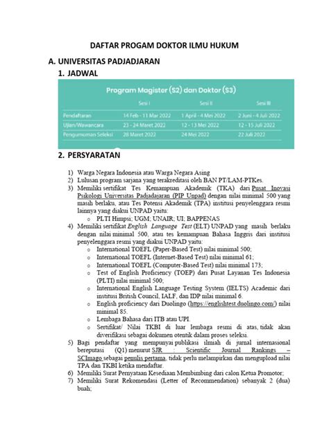 Daftar Kuliah Progam Doktor Ilmu Hukum Pdf