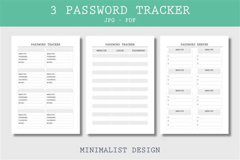 3 Passwords Tracker Pages A5 Size Printable 1220255