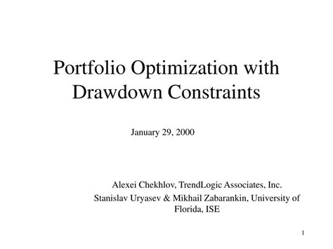 Ppt Portfolio Optimization With Drawdown Constraints Powerpoint