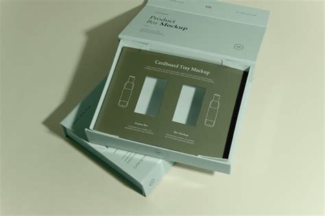 카드보드 트레이 모형 디자인의 카드보드 컨테이너 프리미엄 Psd 파일