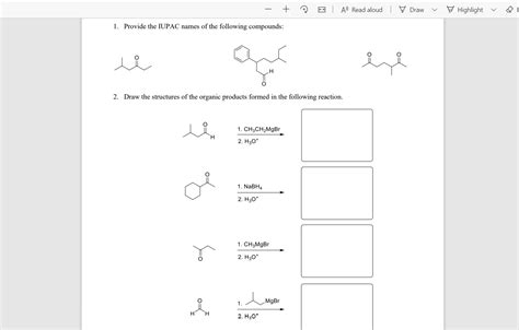 Solved A Read Aloud Draw Highlight E 1 Provide The Iupac