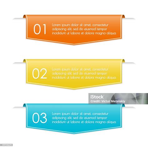 3 단계 섹션 옵션 또는 수준을 Infographic 리본 배너 안내 책자 및 웹 디자인에 대 한 현대 비즈니스 프레 젠 테이