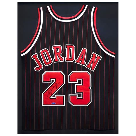 Michael Jordan Autographed Framed Black And Red Pinstripes 1995 96
