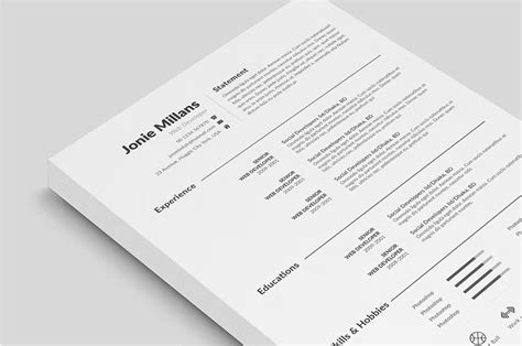 Free Minimalist Resume Template Free Printable