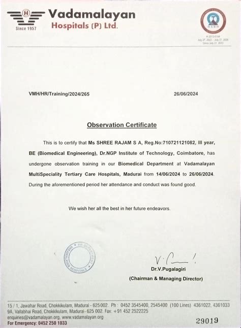 Shree Rajam S A On Linkedin Biomedicalengineering Hospitaltraining