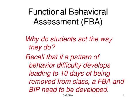 PPT Functional Behavioral Assessment FBA PowerPoint Presentation Free Download ID