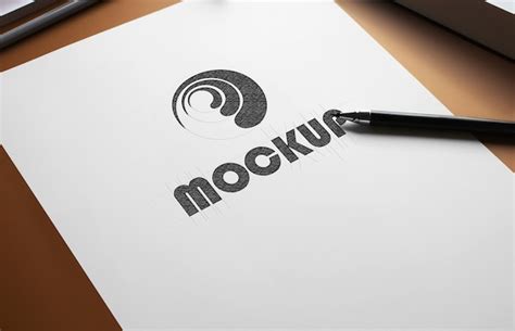 Premium Psd Drawing Logo Mockup Design