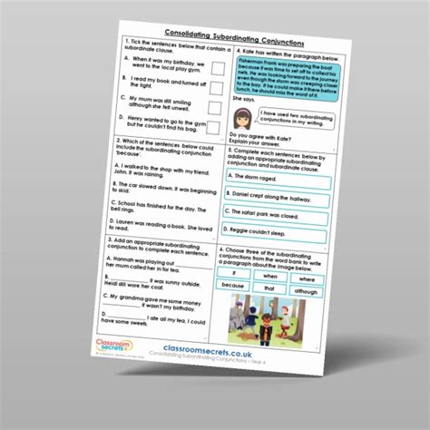 Year 4 Consolidating Subordinating Conjunctions Mixed Activity Resource Classroom Secrets