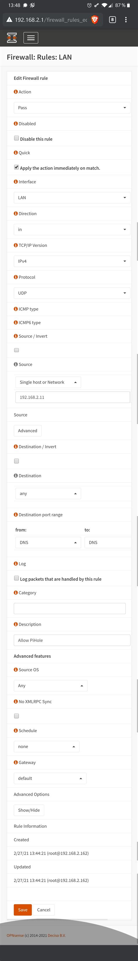 Solved Opnsense Force Piholeunbound Operating Systems And Open Source Level1techs Forums