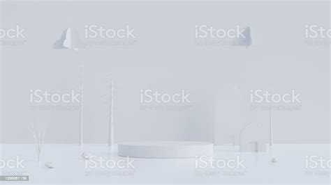 제품 프리젠 테이션3d 렌더링 일러스트레이션을 위해 흰색 색상 배경에 흰색 실린더 연단으로 장면 모형을 최소화합니다 0명에 대한 스톡 사진 및 기타 이미지 Istock