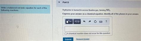 Solved Part B Write A Balanced Net Ionic Equation For Each Chegg