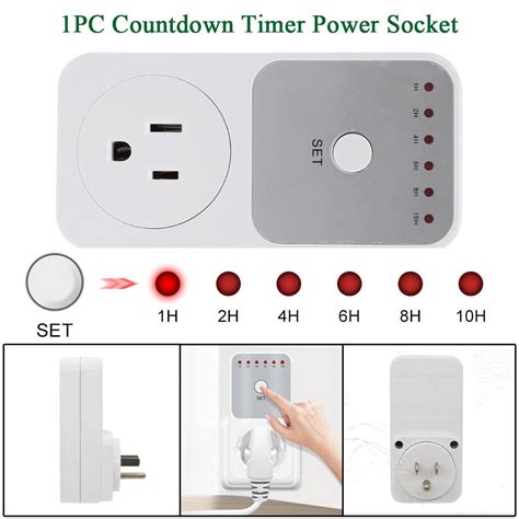 Alltimes Countdown Timer Power Socket Auto Shutoff Outlet 1 10 Hours Countdown Settings